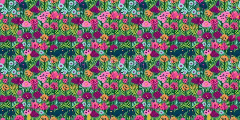 Seamless Patterns Flowers Trees Rainbow Themed Repeating Patterns ...