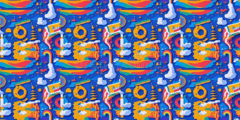 Seamless Pattern Jazz Rainbow Themed Repeating Patterns Design Fabric ...