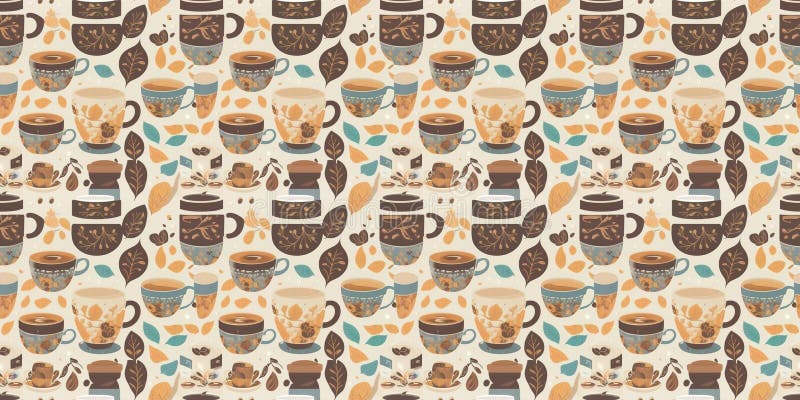 Coffee Cup White Background Clipart Seamless Patterns Repeating ...