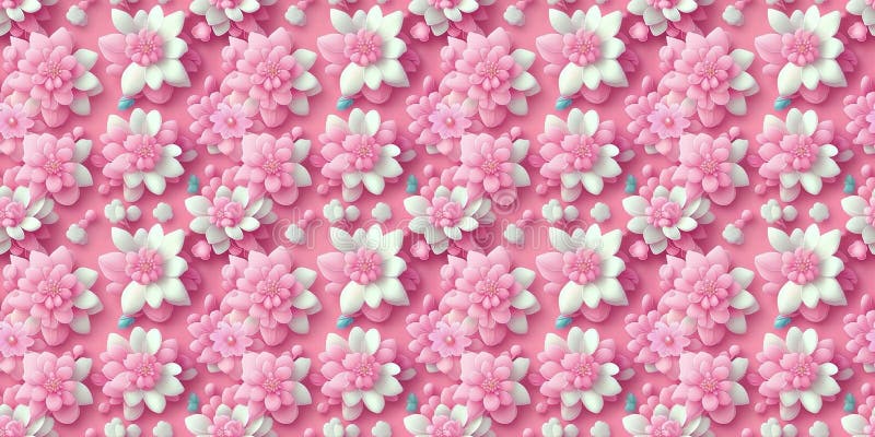 3d Art Pink Floral White Seamless Patterns Repeating Patterns Design ...