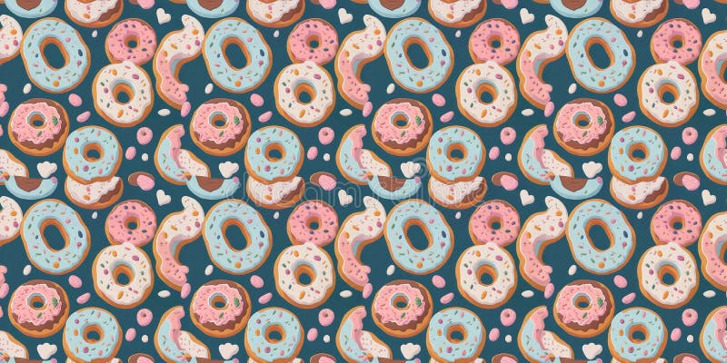 Donuts Seamless Patterns Repeating Patterns Design Fabric Art Flat ...