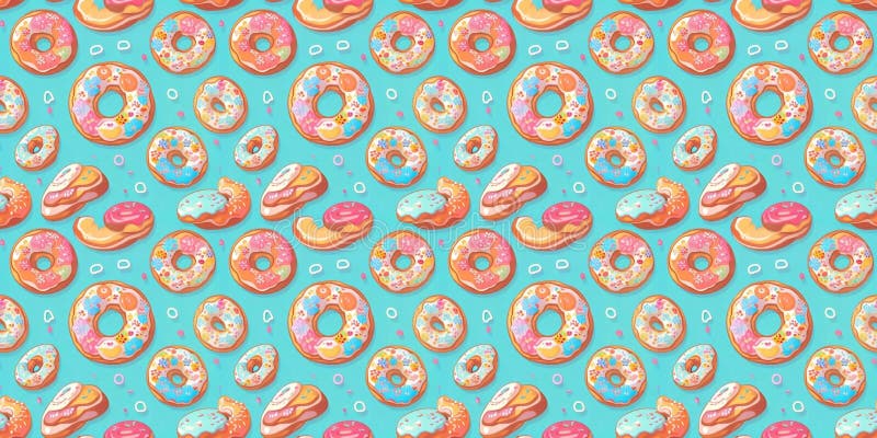 Donuts Seamless Patterns Repeating Patterns Design Fabric Art Flat ...