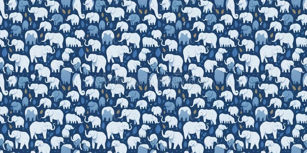 Elephants Watercolor White Background ClipartSeamless Patterns ...