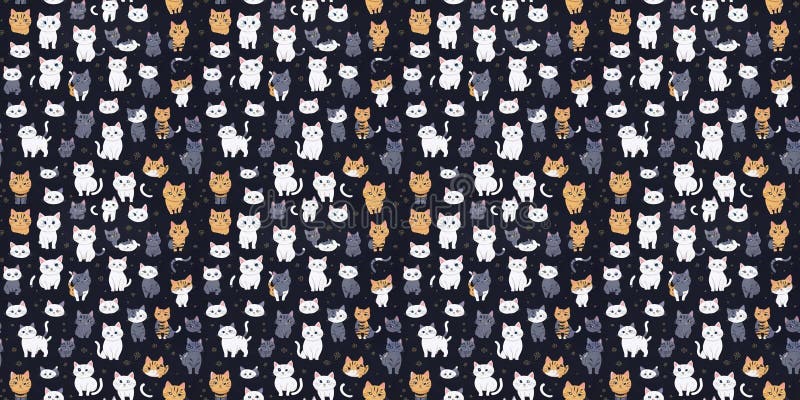 Seamless Patterns Cats Pattern Design Fabric Art Flat Illustration ...
