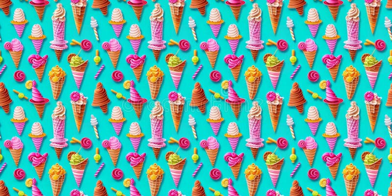 Seamless Patterns Ice Cream Cones Candy Lollipops Repeating Patterns ...