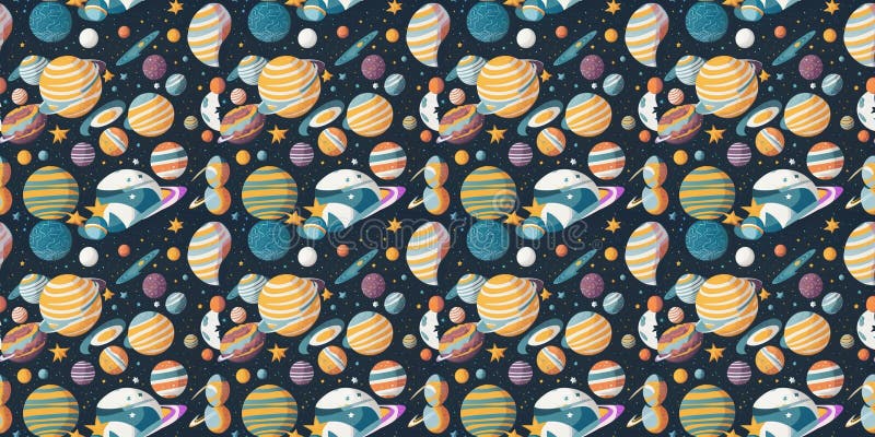 Seamless Patterns Planets Stars Cosmic Design Repeating Patterns Design ...