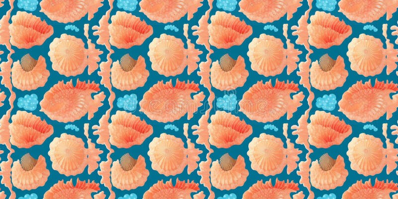 Shell Seamless Patterns Repeating Steps Pattern Design Fabric Art Flat ...