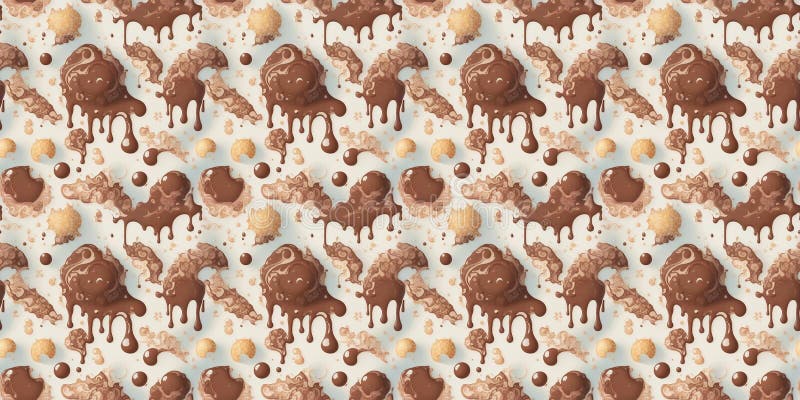 Splash Chocolate Cocoa 3d Illustration Watercolor White Background Clipart Seamless Patterns ...