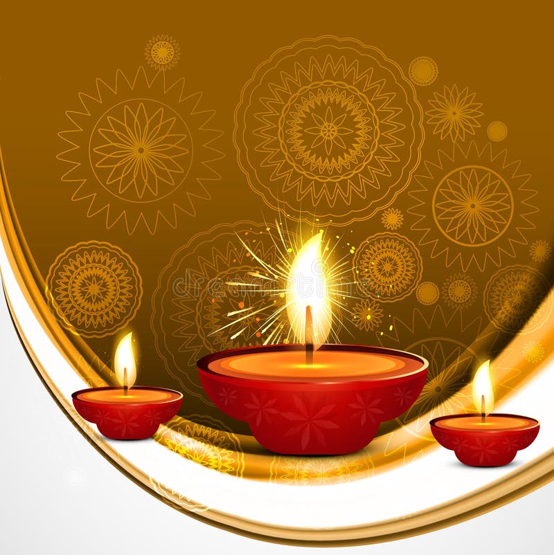 Abstract Beautiful Style Diwali Diya Stock Illustration - Illustration ...