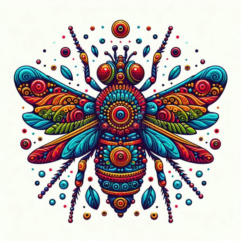 Abstract Bee with Hands in Graffiti Style, Executed in Raster Graphics ...