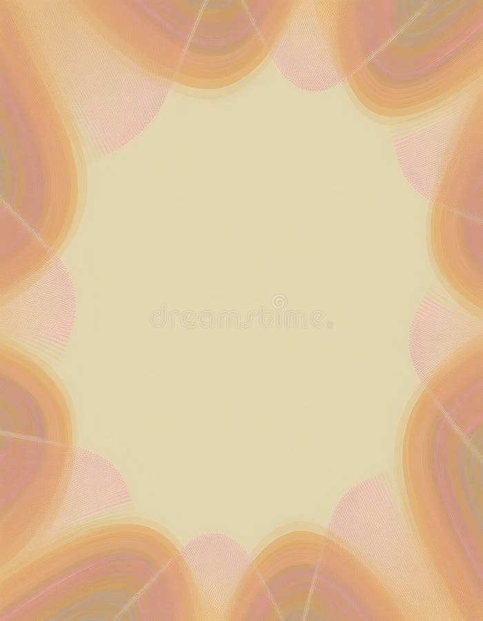Abstract Beige Background with Curved Orange and Pink Lines Creating a ...