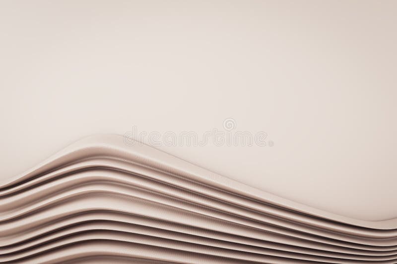 Abstract Beige Background with Layered Wave Patterns. 3D Rendering ...