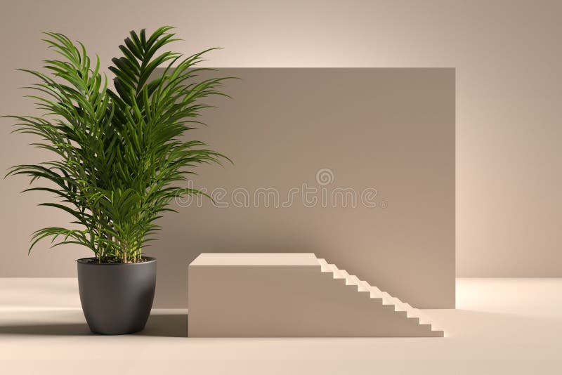 Abstract Beige Background with Palm Tree Leaves and Copy Space Stock ...