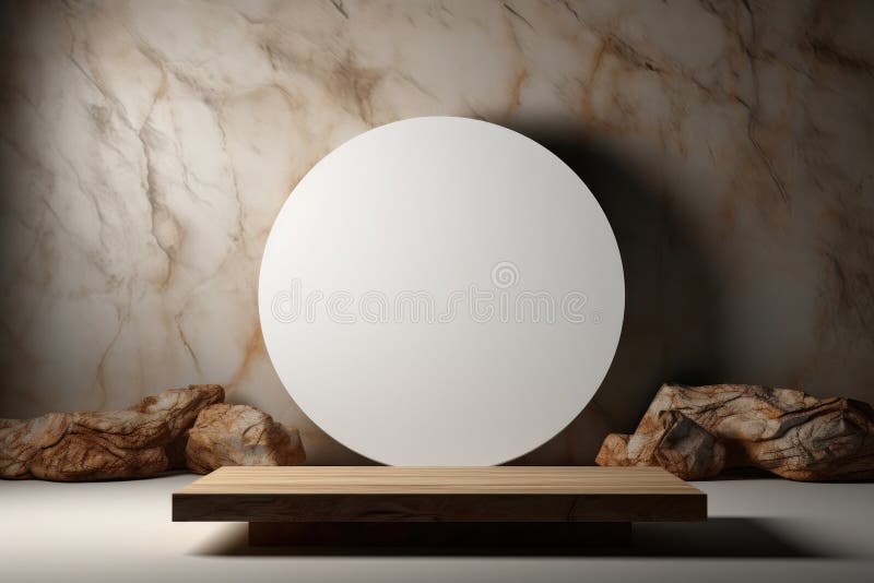 Abstract Beige Background with a Realistic Rectangular Podium Pedestal ...