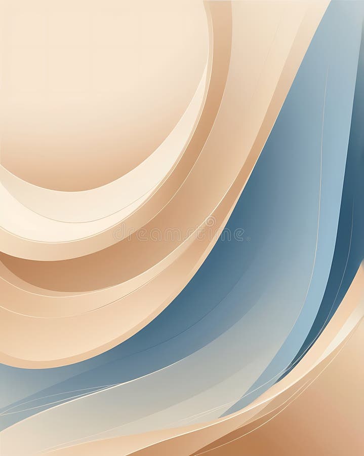 Abstract Beige and Blue Swirling Curves Design Stock Illustration ...