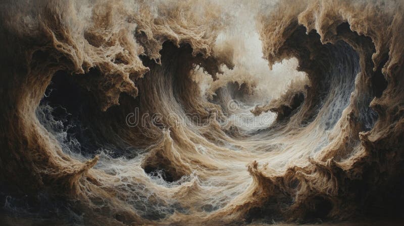 Abstract Beige and Brown Ocean Waves Digital Art Stock Illustration ...