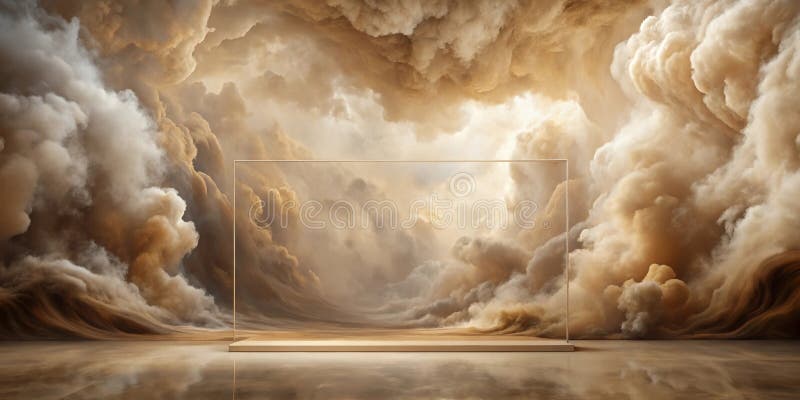 Abstract Beige Cloud Formation with Minimalist Frame Display ...