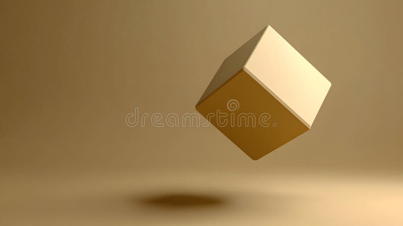 Abstract Beige Cube 3D Rendering Minimalist Royalty Free Image Stock ...