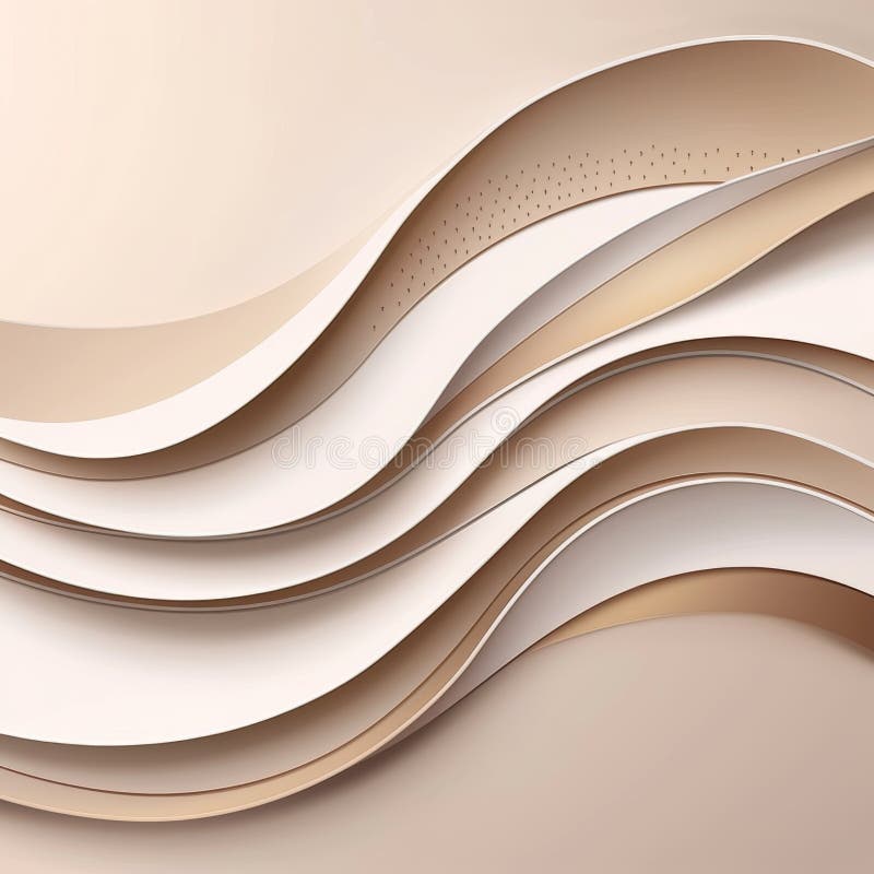 Abstract Beige Curved Lines Background. Elegant Minimalist Wavy Pattern ...