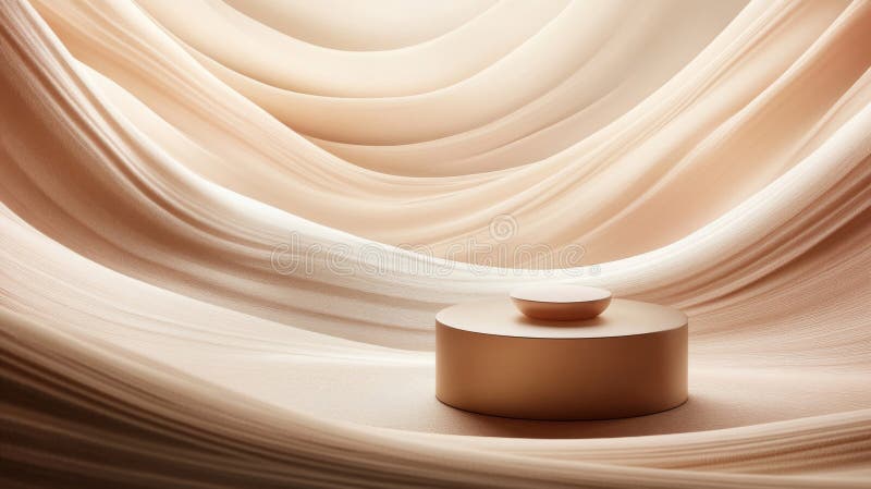 Abstract Beige Fabric Background with Gold Cylinder Display Stock ...