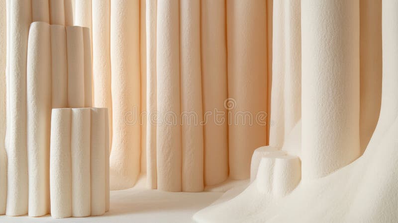 Abstract Beige Foam Columns Textured Background Art Installation Stock ...