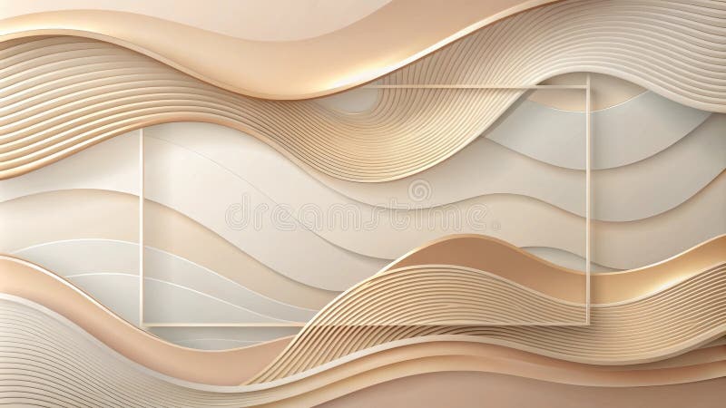 Abstract Beige and Gold Wave Pattern with Frame. Generative AI Stock ...