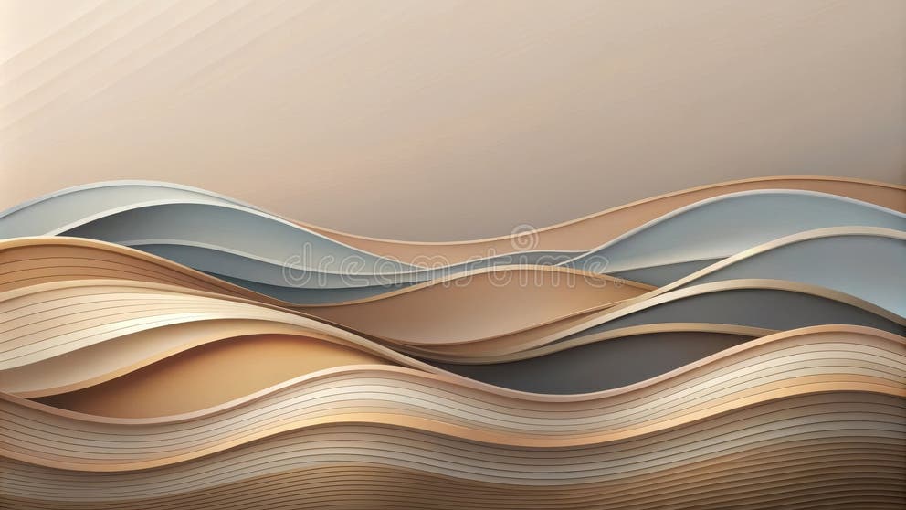 Abstract Beige and Gray Layered Wave Pattern Design. Generative AI ...