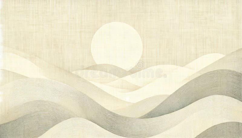 Abstract Beige Landscape with Sun Background. Stock Image - Image of ...