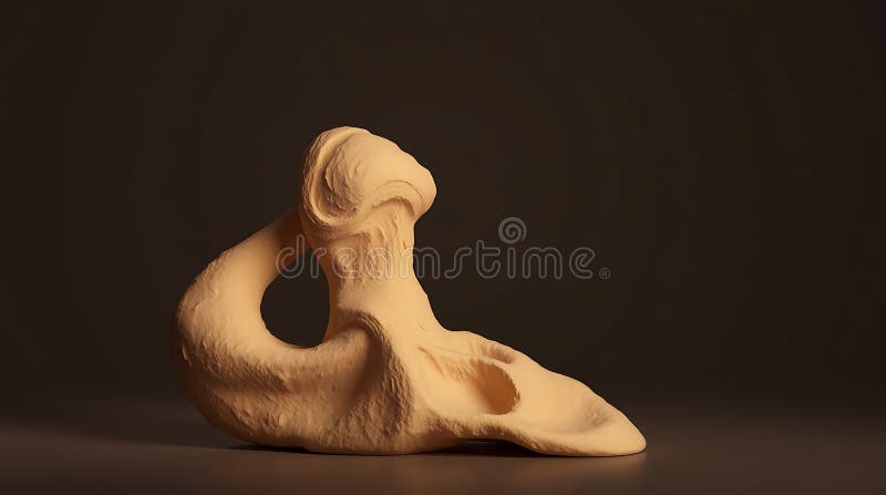 Abstract Beige Sculpture Art on a Dark Background Studio Shot Stock ...
