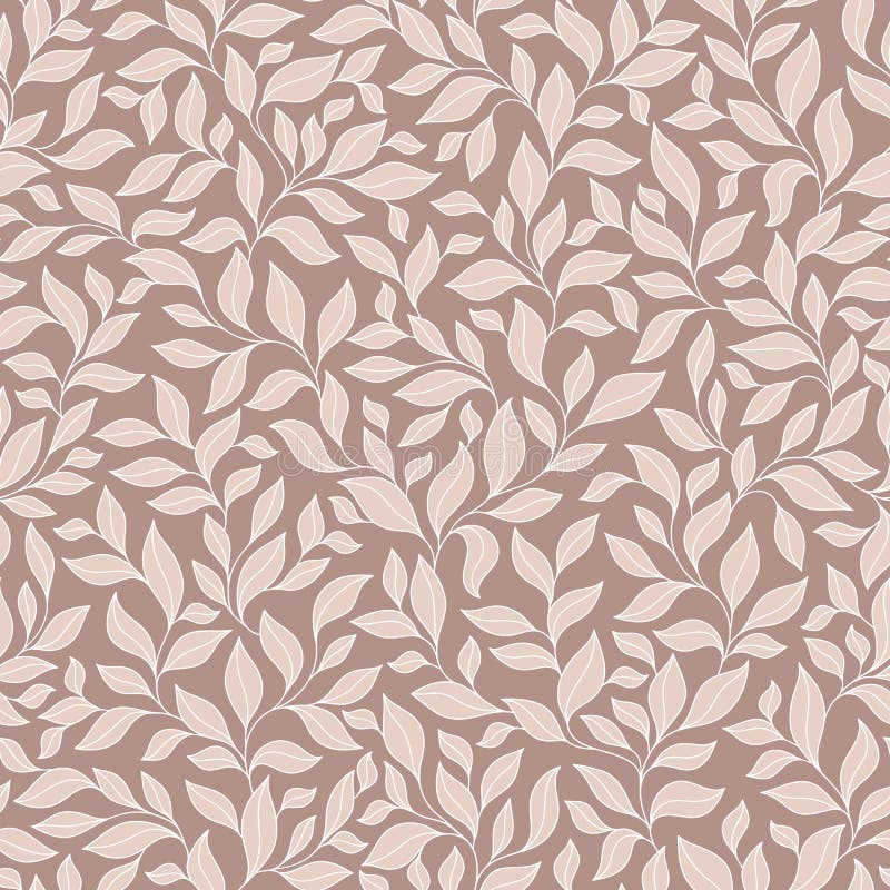 Abstract Beige Seamless Pattern with Leaves. Stock Illustration ...