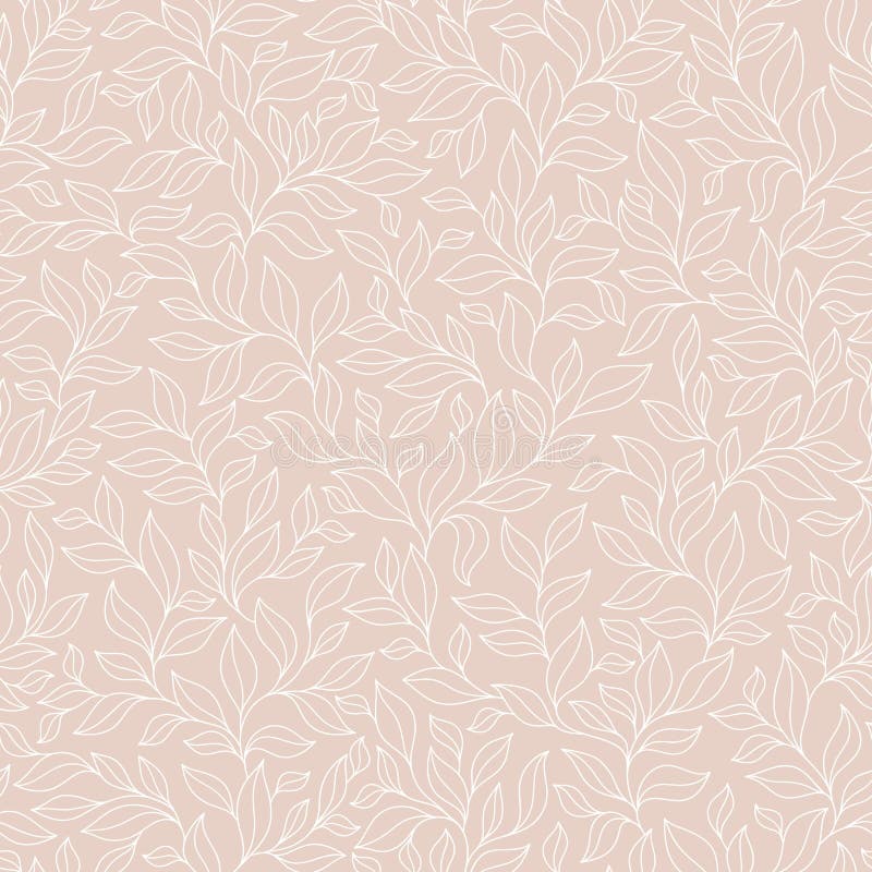 Abstract Beige Seamless Pattern with Leaves. Stock Illustration ...