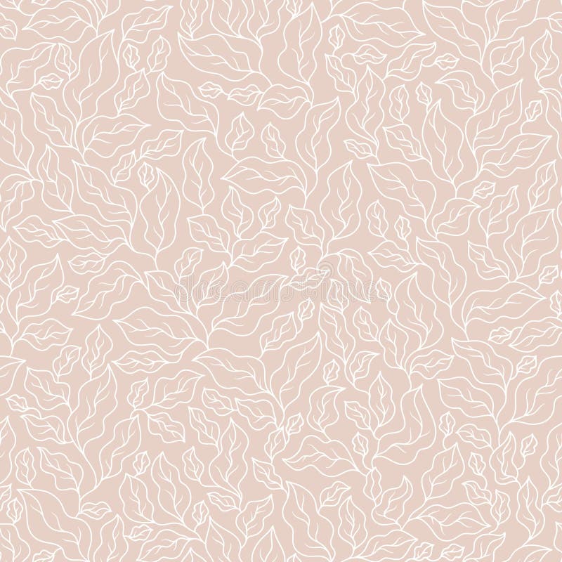 Abstract Beige Seamless Pattern with Leaves. Stock Vector ...