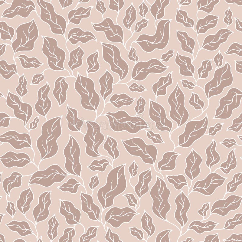Abstract Beige Seamless Pattern with Leaves. Stock Vector ...