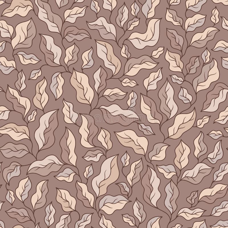Abstract Beige Seamless Pattern with Leaves. Stock Vector ...