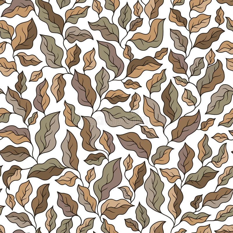 Abstract Beige Seamless Pattern with Leaves. Stock Vector ...