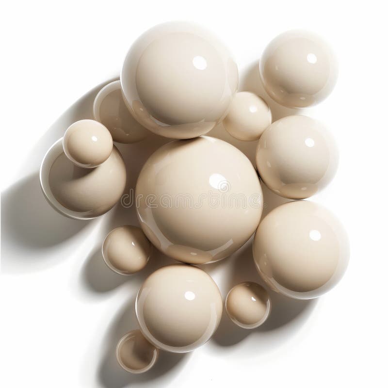 Abstract Beige Spheres on White Background Stock Image - Image of beige ...