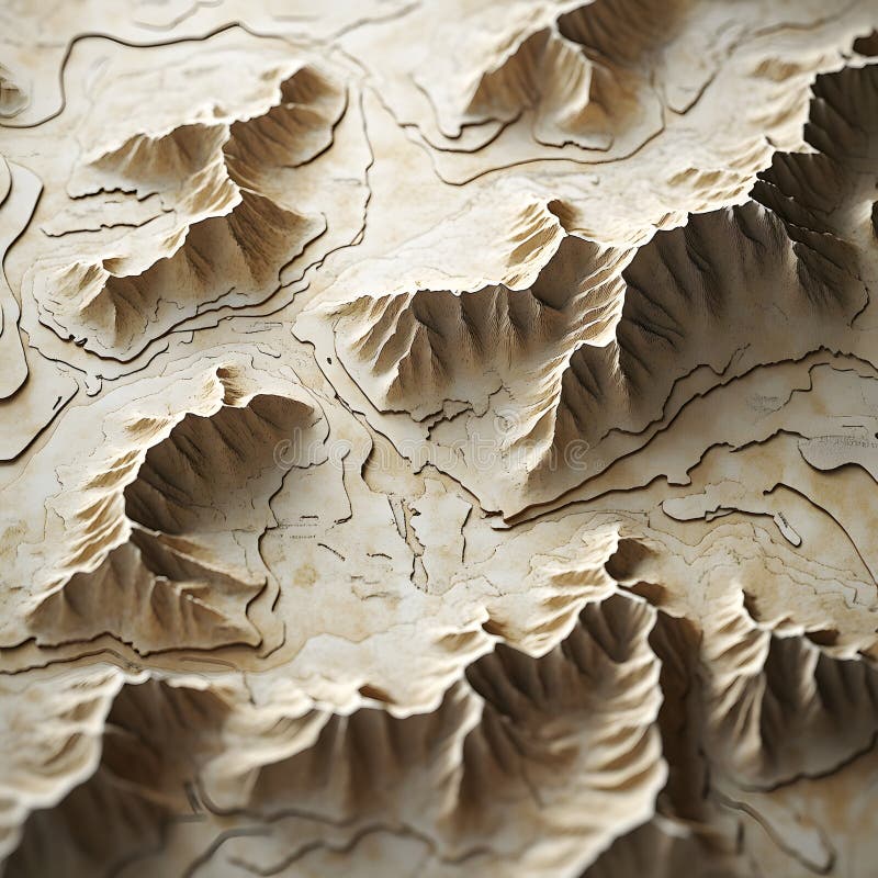 Abstract Beige Topographic Map Texture with Carved Mountains and ...