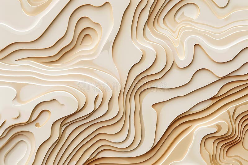 Abstract Beige Topographic Pattern with Layered Curves Stock ...