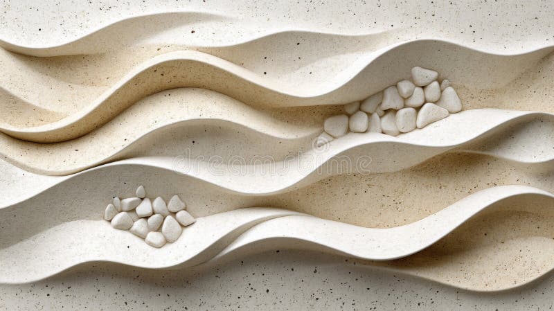 Abstract Beige and White Wave Texture with Pebbles Stock Illustration ...