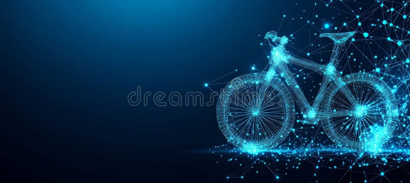 Abstract Bicycle on Blue Technology Background for Eco-Friendly ...