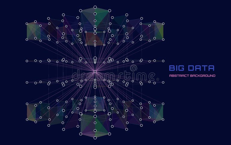 Abstract Big Data 3D Digital Cubes Connecting in System Net. Quantum ...