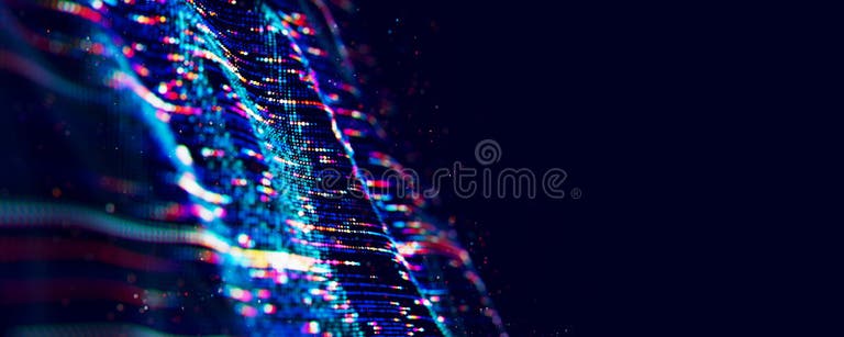 Abstract Big Data Digital Stream Waves. Information Flow Concept. LLM ...