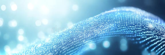 Abstract Big Data Stream Visualization. Digital Binary Code Wave ...