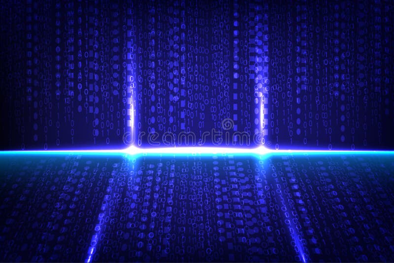 Abstract Big Data Technology Binary Code Random Blue Digits on Screen Stock Vector ...