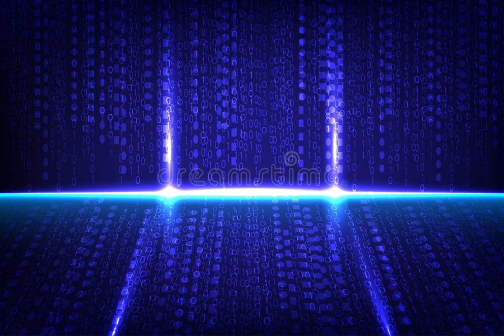 Abstract Big Data Technology Binary Code Random Blue Digits on Screen Stock Vector ...