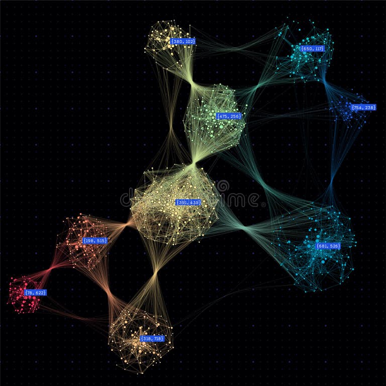 Abstract Big Data Visualization Concept. Cluster Analysis. Social Media ...