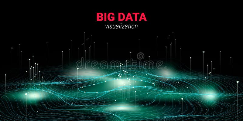 Vector Abstract Grayscale Big Data Visualization. Futuristic ...