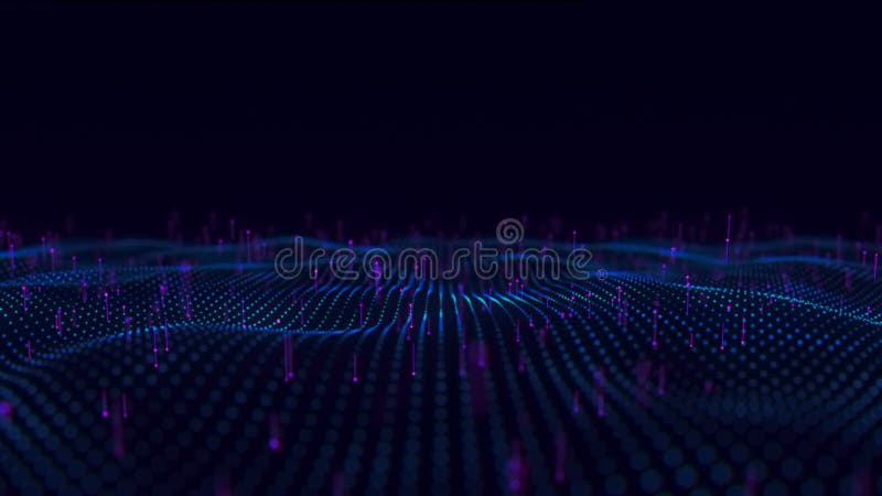 Abstract Big Data Wave Animation with Data Flow. Futuristic Information ...