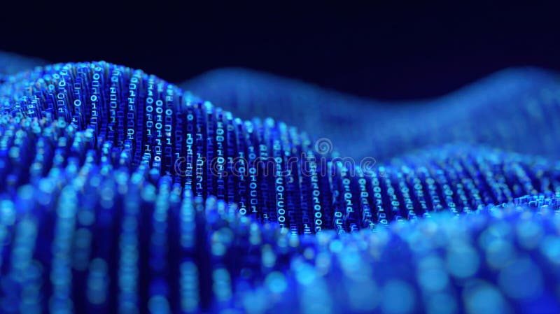 198 Futuristic Digital Wave Binary Blue Data Visualization Concept ...