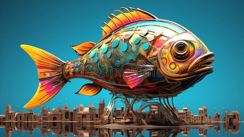 Abstract Big Fish in Mixes Realistic and Fantastic Stock Photo - Image ...
